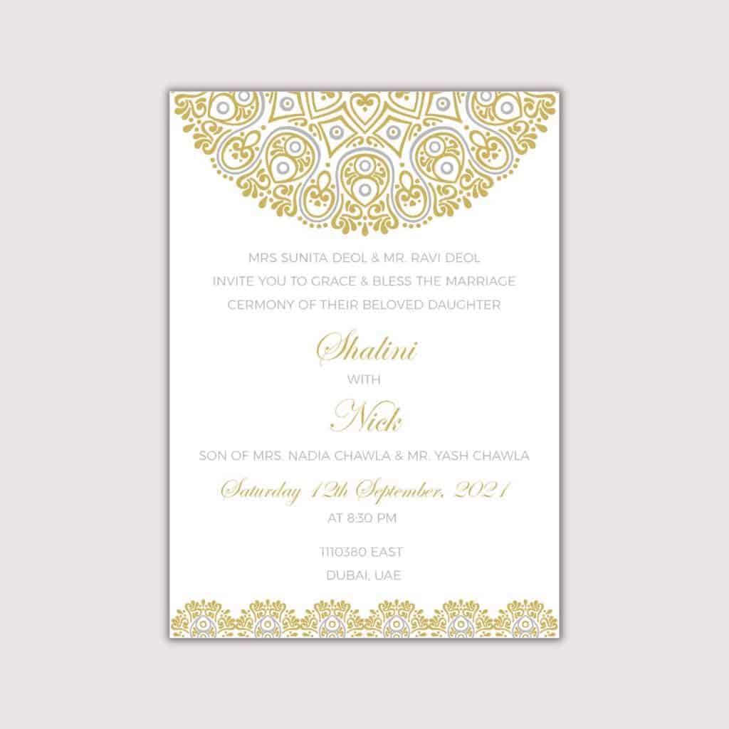 Traditional Design Weddings Invitation Cards Online - Printsouq