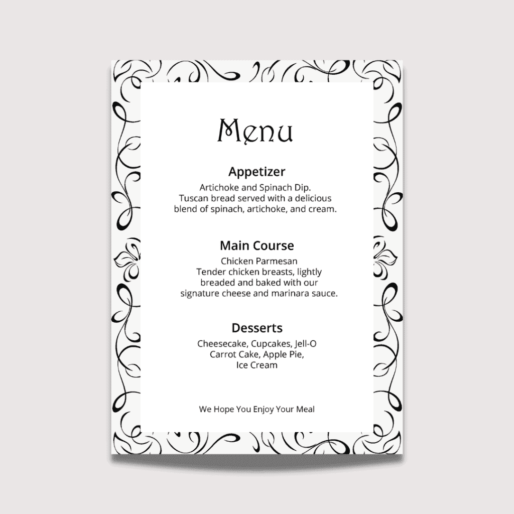 TABLE MENU - Printsouq