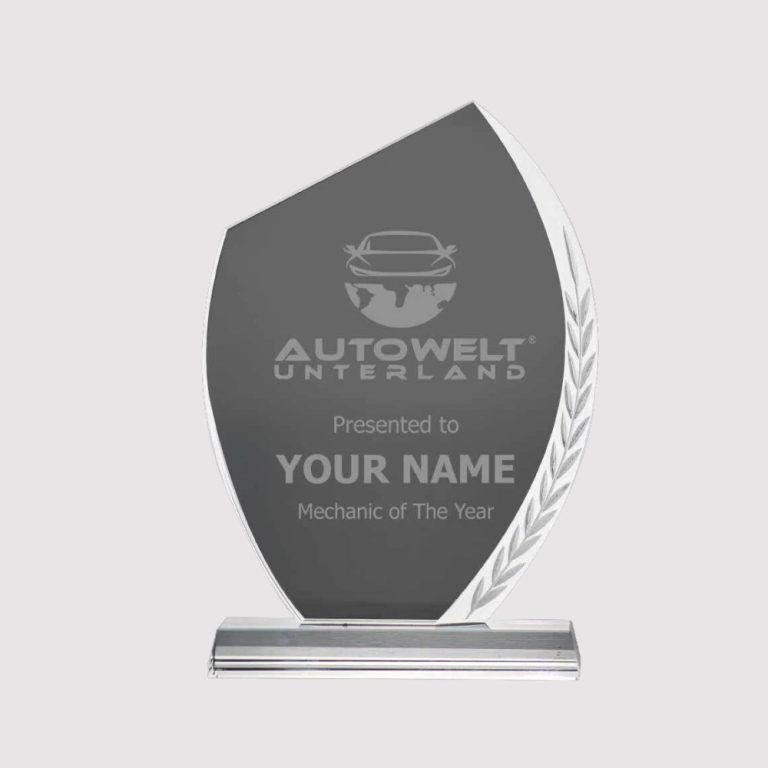 Crystal Awards with Engraved Leaf Design - Printsouq
